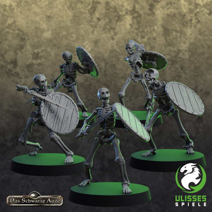 3D Printable The Dark Eye - Unarmored skeletons (5) / Ungepanzerte ...