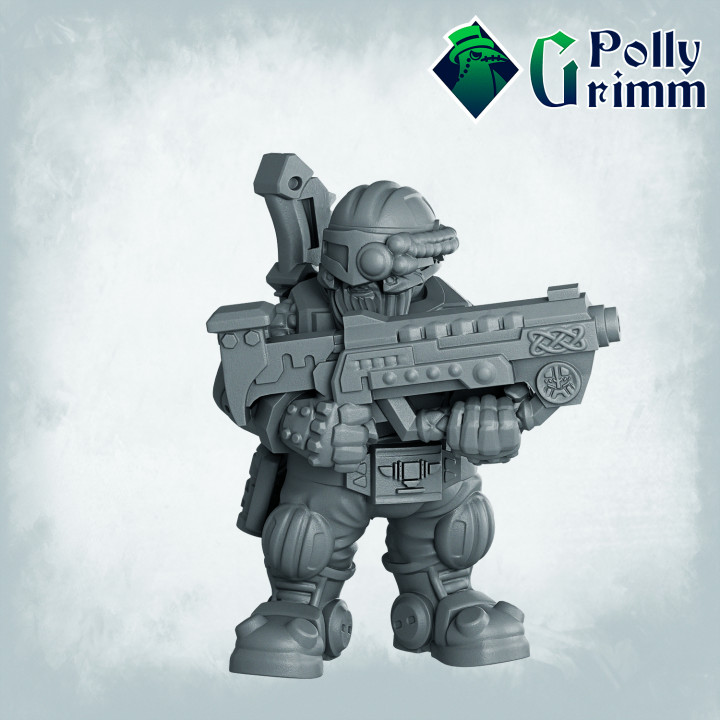 3D Printable Sci-fi tabletop miniature. Galaxy Dwarves set. Space Rocks! Dwarf soldier by PollyGrimm