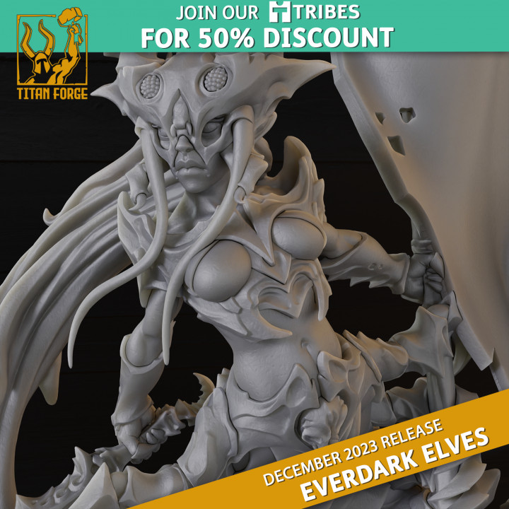 3D Printable Everdark Elves Avatar of Harag by Titan Forge Miniatures