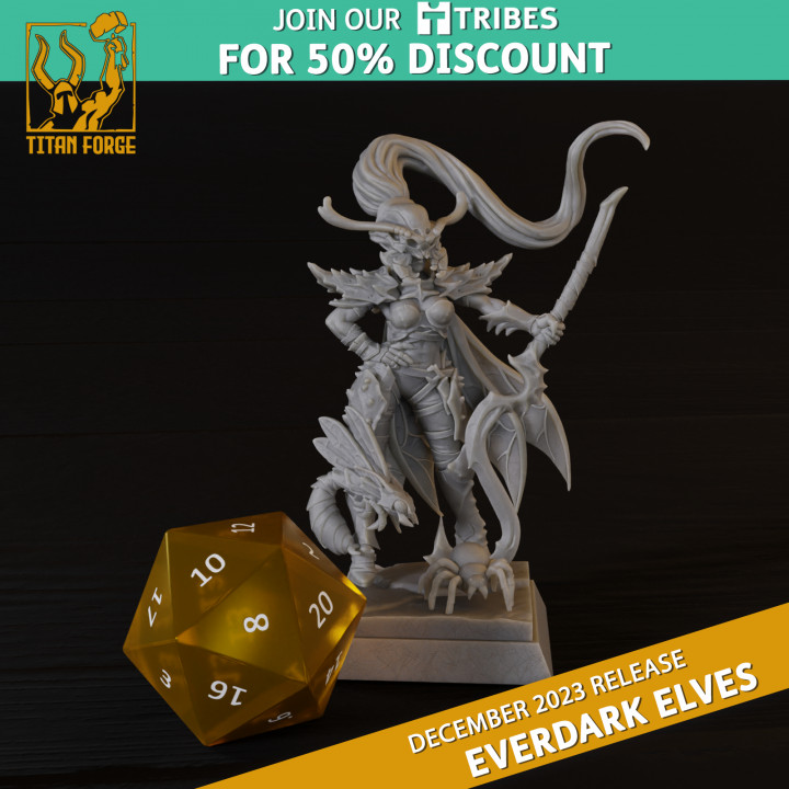 3D Printable Everdark Elves Beast Master by Titan Forge Miniatures