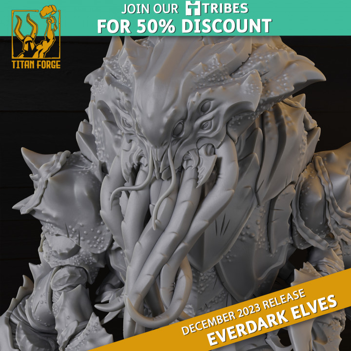 3D Printable Everdark Elves Kraken by Titan Forge Miniatures