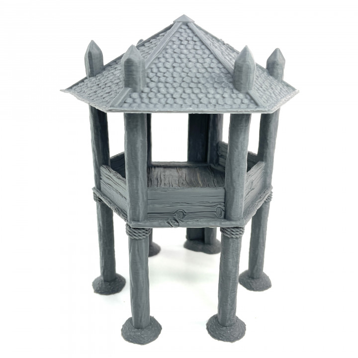 3D Printable Bandit Camp Watchtower by Custom Miniature Maker