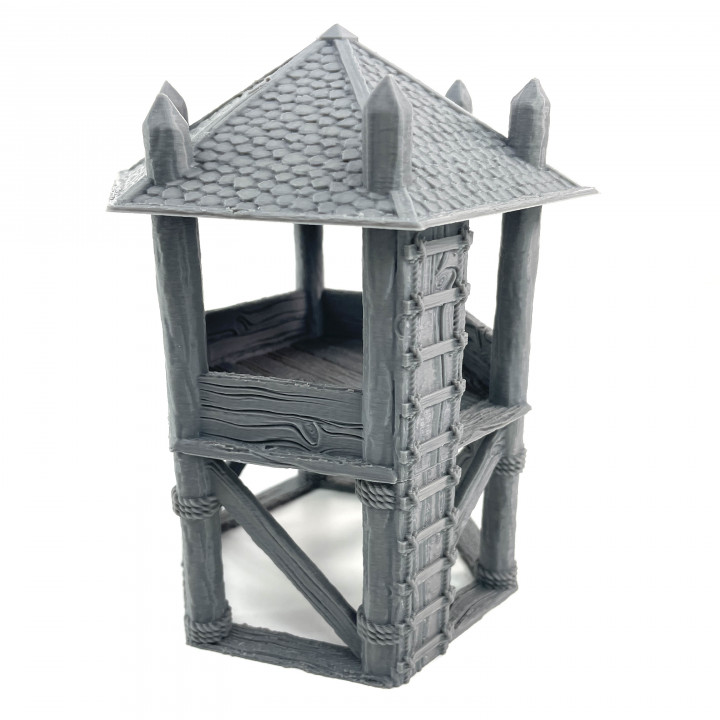 3D Printable Bandit Camp Watchtower by Custom Miniature Maker