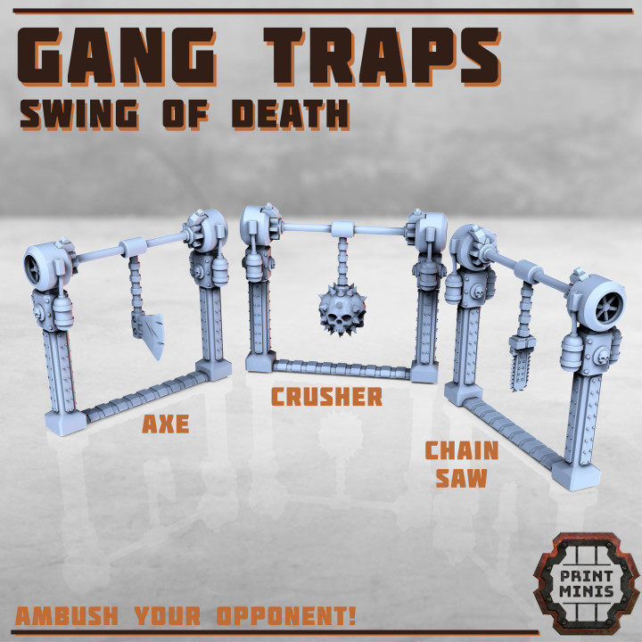 3D Printable Dieselpunk Gang Traps by Print Minis