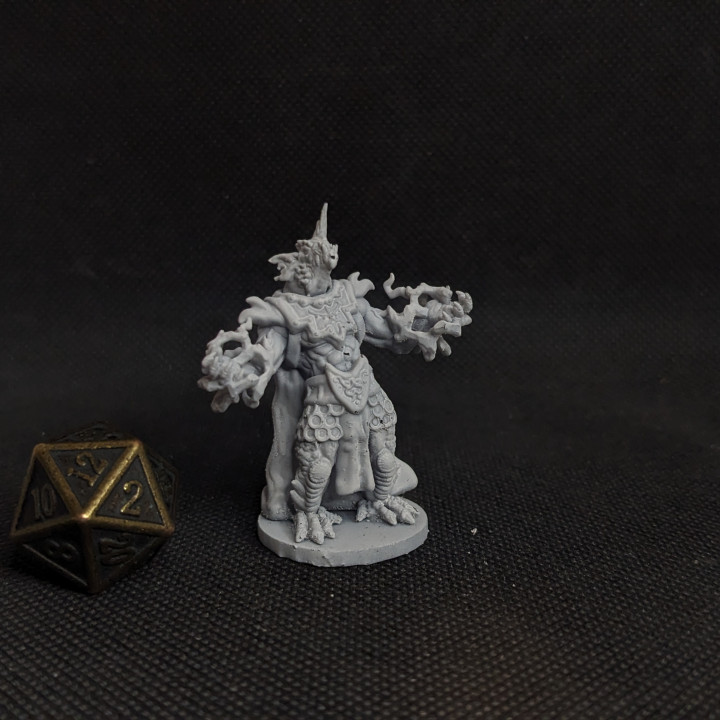 3D Printable Blue Dragonborn Warlock | Presupported by Wicked Wizard Labs