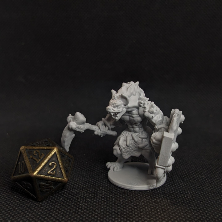 3D Printable Gnoll Warrior | Presupported by Wicked Wizard Labs