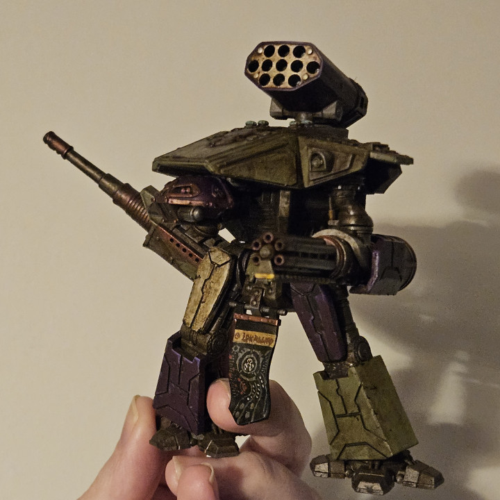 3D Printable Posable Retro AT Lucian Reaper Mech 8mm by Elizabeth Little