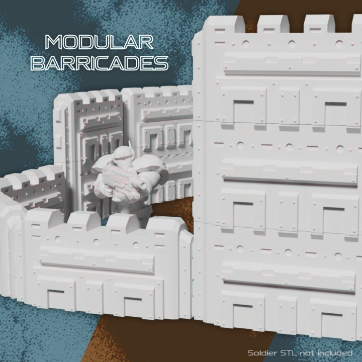 3D Printable Modular Barricades for 32mm Scale Terrain by Blitz Gaming
