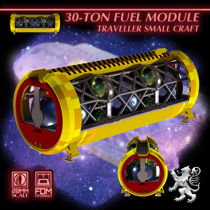 3D Printable 28mm Official Traveller 30-Ton Fuel Module by 2nd Dynasty