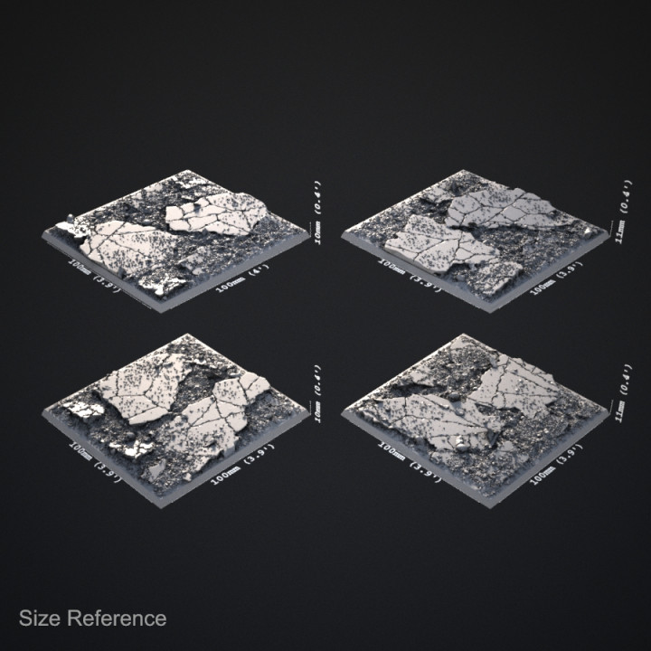 3D Printable Cracked Earth 100mm x 100mm Square Bases by TableTopMinis