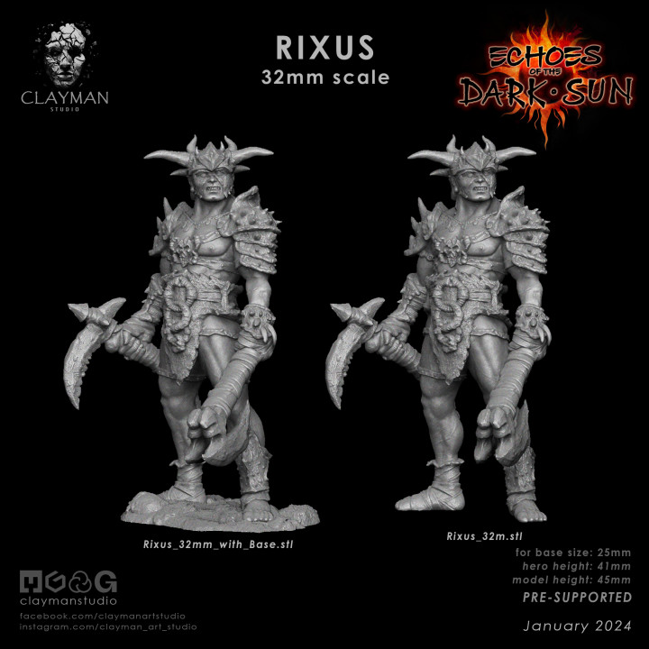 3D Printable Rixus - 32mm - 75mm - 1/10 by Clayman Studio