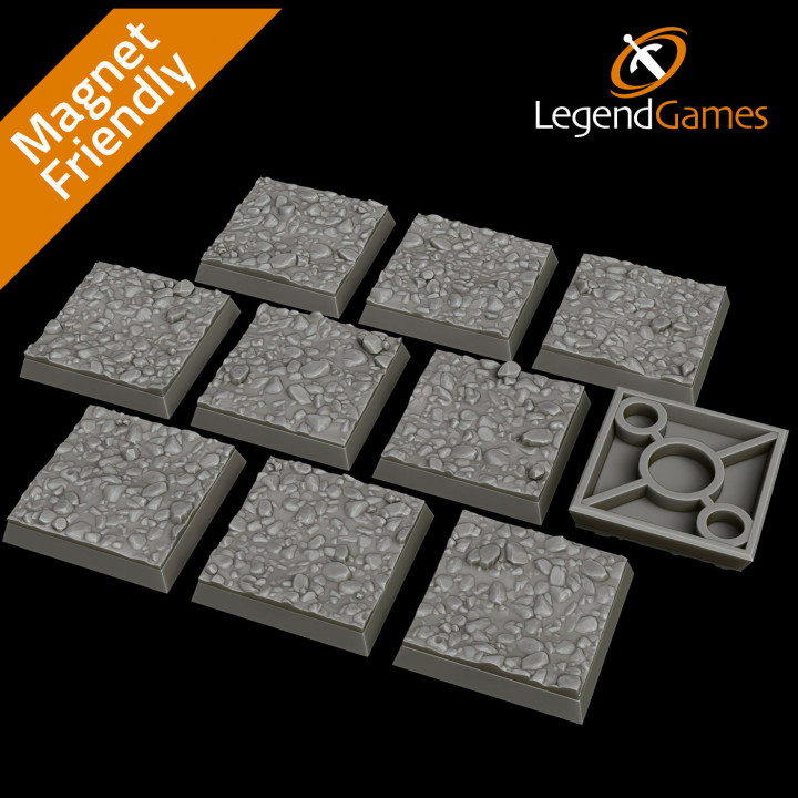 3D Printable LegendGames 30mm Square Stone Bases - Magnetized by Legend ...