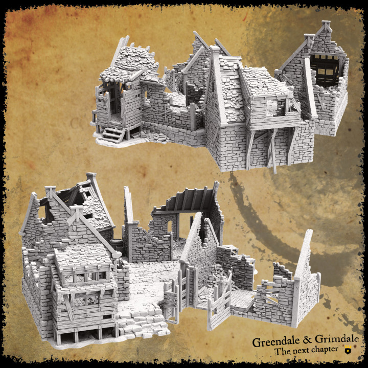 3D Printable Grimdale - Slums by 3Dlayeredscenery