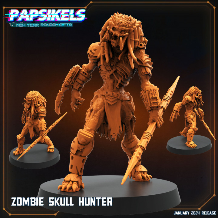 3D Printable ZOMBIE SKULL HUNTER by PAPSIKELS MINIATURES