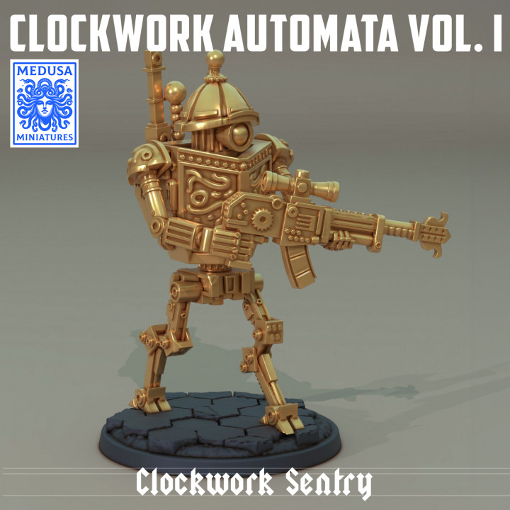 3D Printable Clockwork Sentry – Steampunk Automaton Guard Miniature STL ...