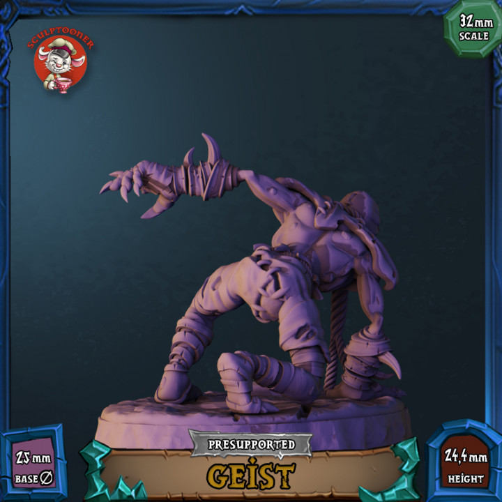 3D Printable Geist - 32mm scale pre-supported miniature by SCULPTOONER