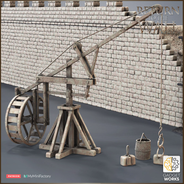 3D Printable Roman Crane with Treadmill and cargo by Gadgetworks