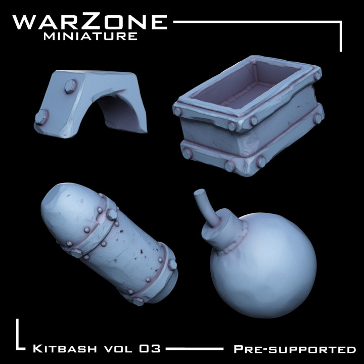 3D Printable Kitbash Vol.03 Ork / 40 Unique pieces by WarZone Miniature