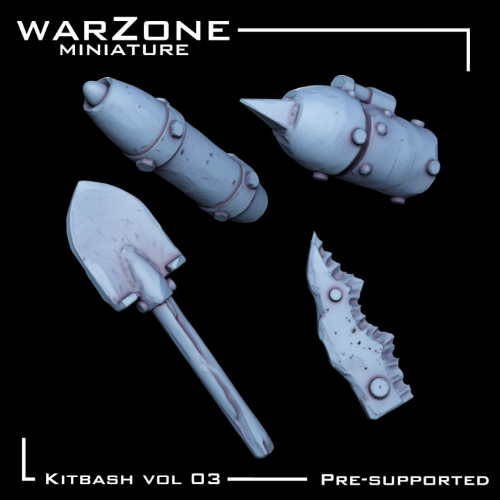 3D Printable Kitbash Vol.03 Ork / 40 Unique pieces by WarZone Miniature