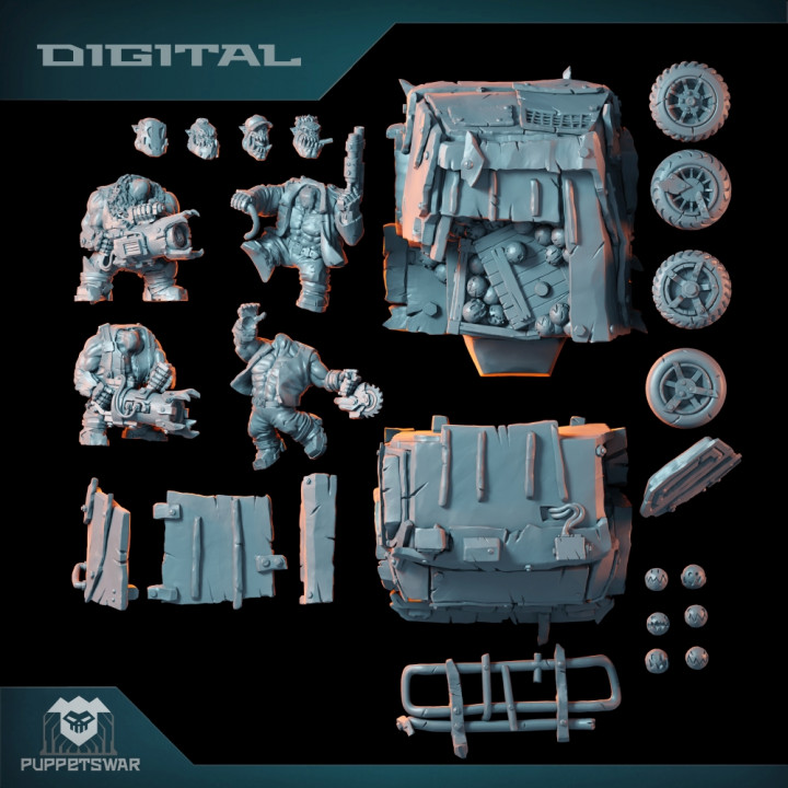 3D Printable Orc Team Battle Van by Puppetswar Miniatures