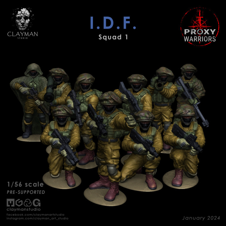 3D Printable IDF Squad 1 – 1/56 scale by Clayman Studio