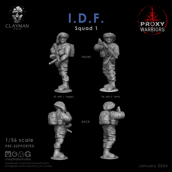 3D Printable IDF Squad 1 – 1/56 scale by Clayman Studio