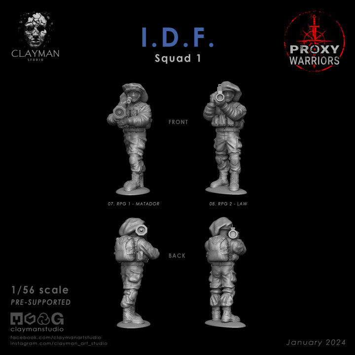 3D Printable IDF Squad 1 – 1/56 scale by Clayman Studio