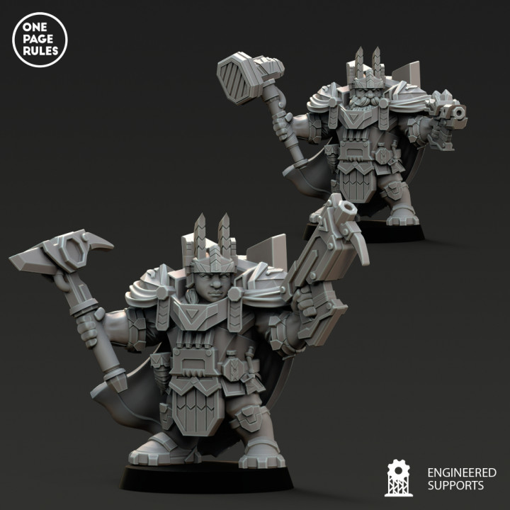 3D Printable Dwarf Champion (Guild Lord) - Dwarf Guilds by One Page Rules