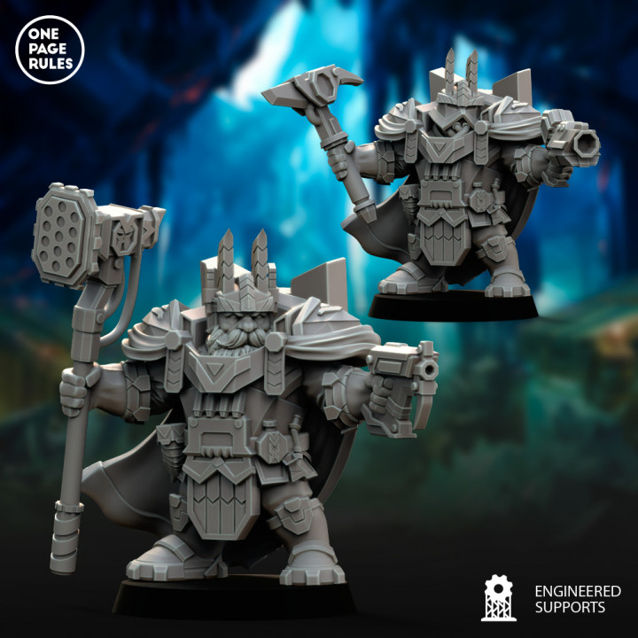3D Printable Dwarf Champion (Guild Lord) - Dwarf Guilds by One Page Rules