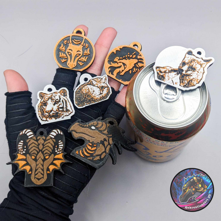 3D Printable Can Tab Opener Keychains (Set of 7) by Kirsten M