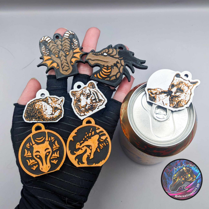 3D Printable Can Tab Opener Keychains (Set of 7) by Kirsten M