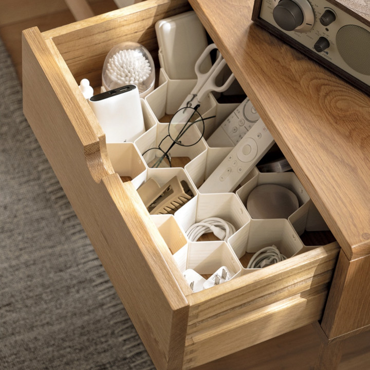 3D Printable Honeycomb Drawer Divider by Christopher Ong