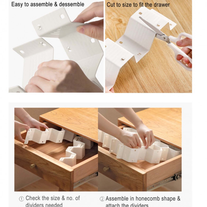 3D Printable Honeycomb Drawer Divider by Christopher Ong