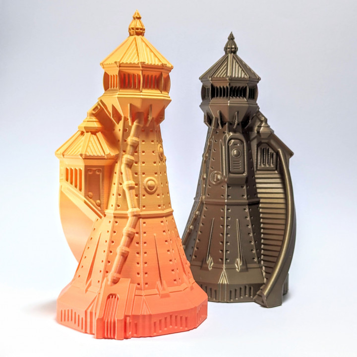 3D Printable Vase Mode Steampunk Lighthouse by Clockspring