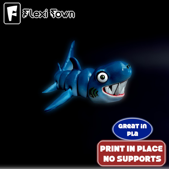 3D Printable Flexi Print-in-Place Shark by Flexi Town 3D Printable Flexi Print-in-Place Shark by Flexi Town