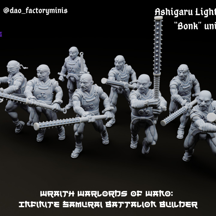 3D Printable Samurai_Ashigaru_Bonk unit (Kanabo) by DAOMiniatures