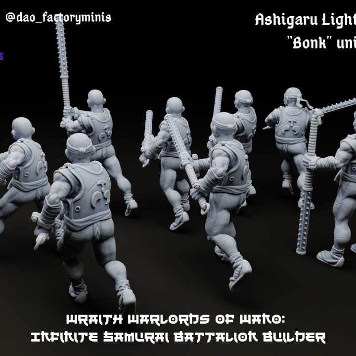 3D Printable Samurai_Ashigaru_Bonk unit (Kanabo) by DAOMiniatures