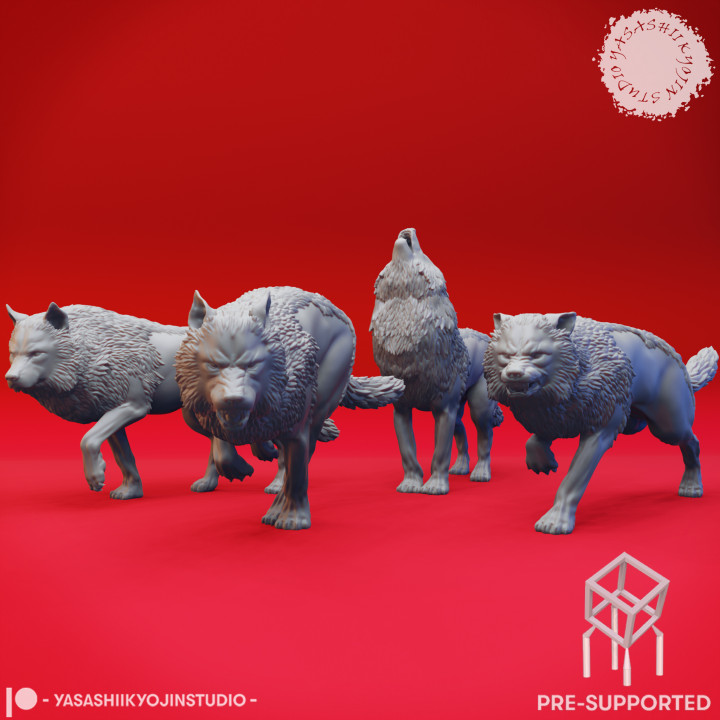 3D Printable Wolf Pack - Tabletop Miniatures (Pre-Supported) by ...