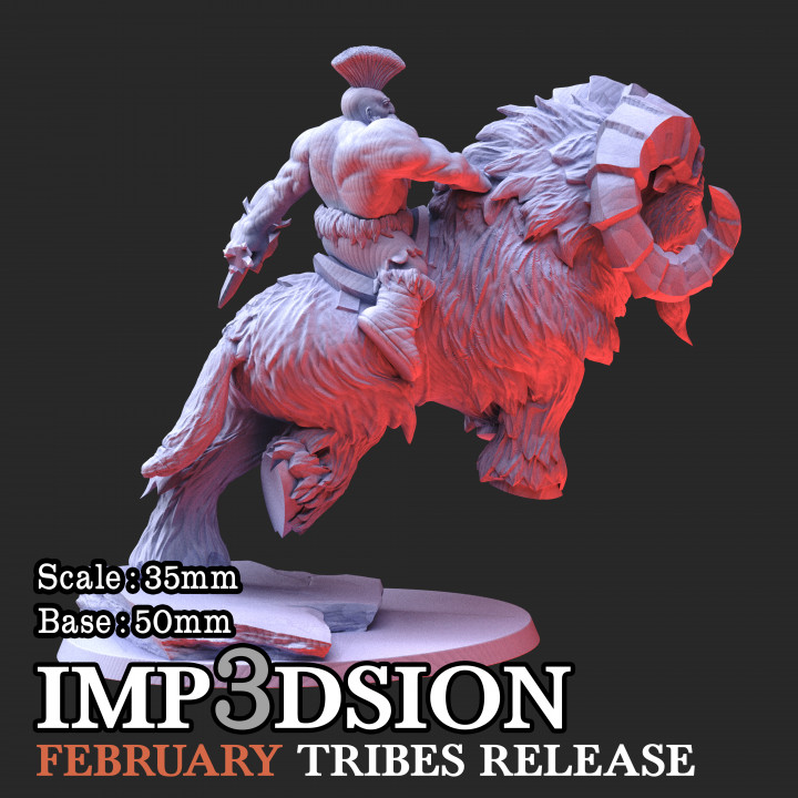 3D Printable dwarfs riders, goat mounts, 3 miniature pack by Imp3dsion