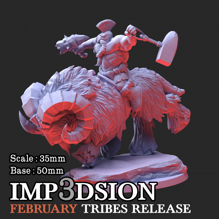 3D Printable dwarfs riders, goat mounts, 3 miniature pack by Imp3dsion