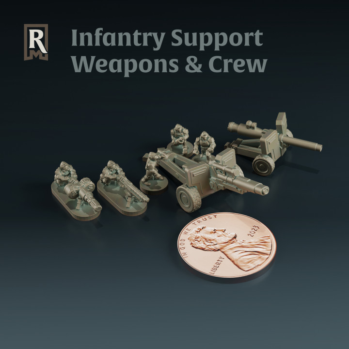 3D Printable SciFi Infantry Support Weapons & Crew by Resinant Miniatures