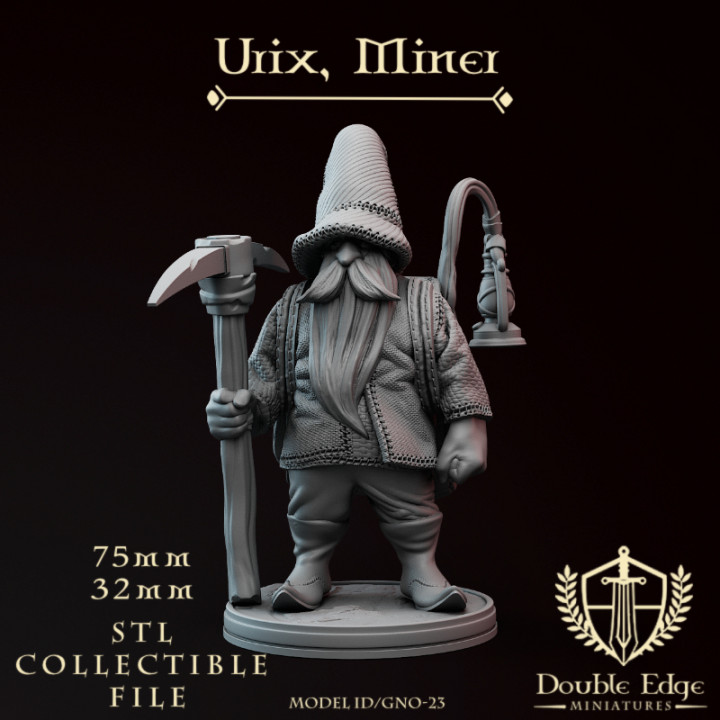 3D Printable Urix, Miner by Double Edge Miniatures