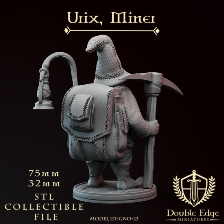 3D Printable Urix, Miner by Double Edge Miniatures