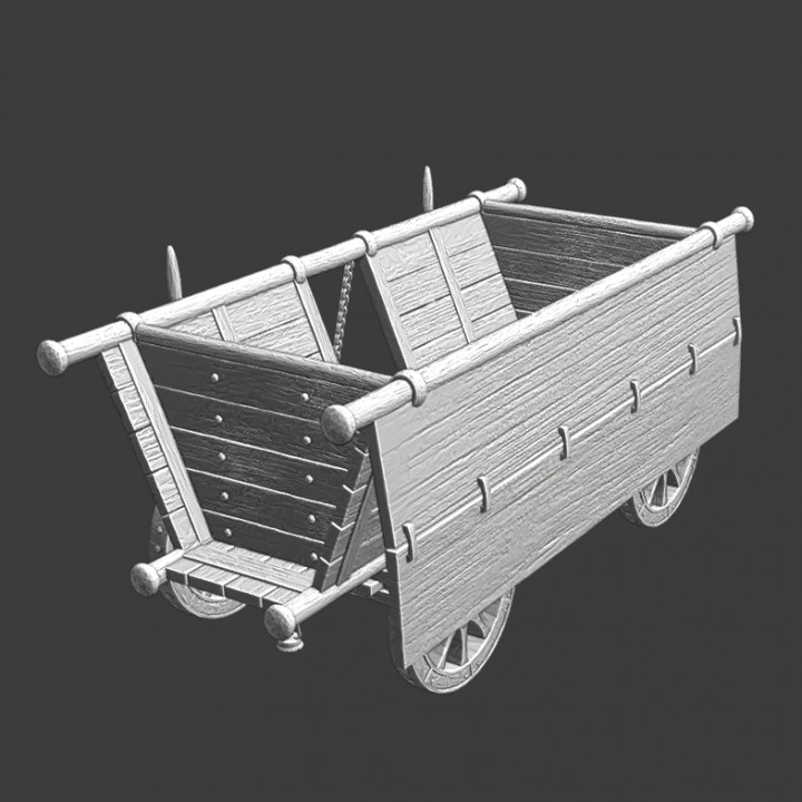 3D Printable Medieval Hussite War Wagon - ramp down by Northern Crusades Miniatures