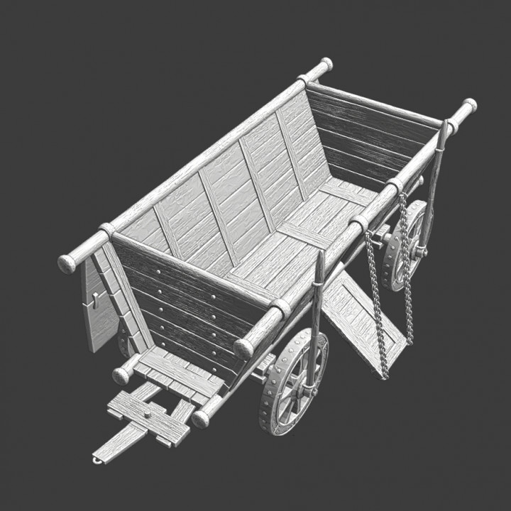 3D Printable Medieval Hussite War Wagon - ramp down by Northern Crusades Miniatures