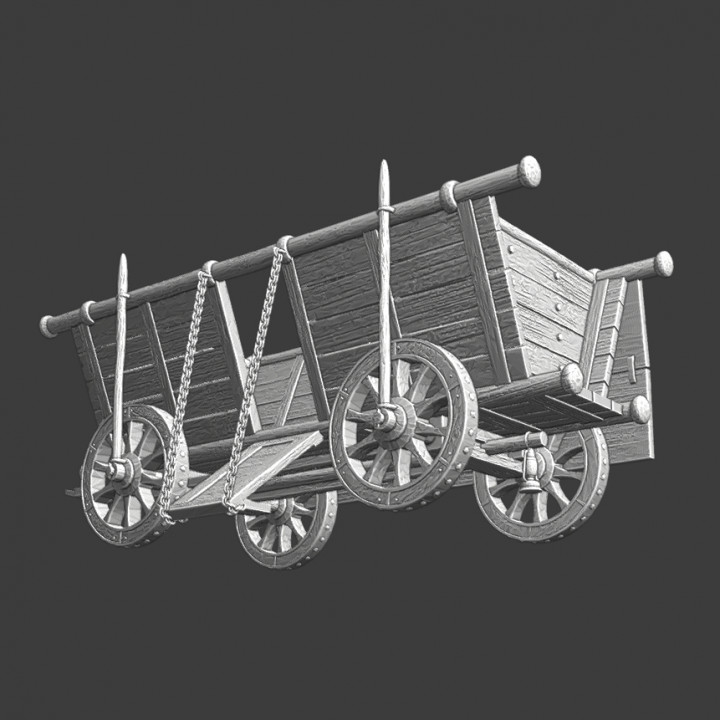 3D Printable Medieval Hussite War Wagon - ramp down by Northern Crusades Miniatures
