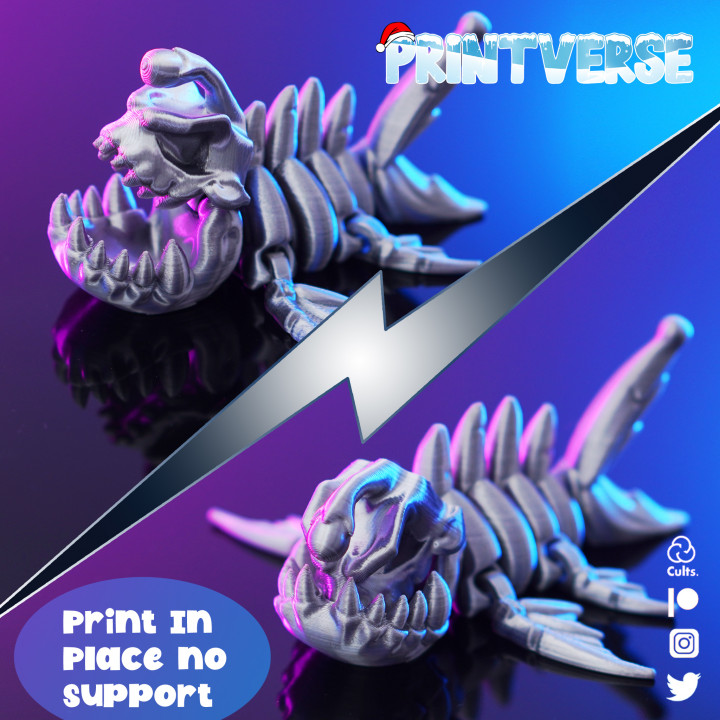 3D Printable Flexy Angler Fish Skeleton Print In Place by Printverse