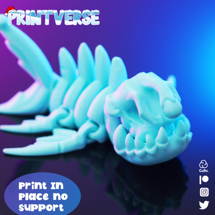 3D Printable Flexy Angler Fish Skeleton Print In Place by Printverse