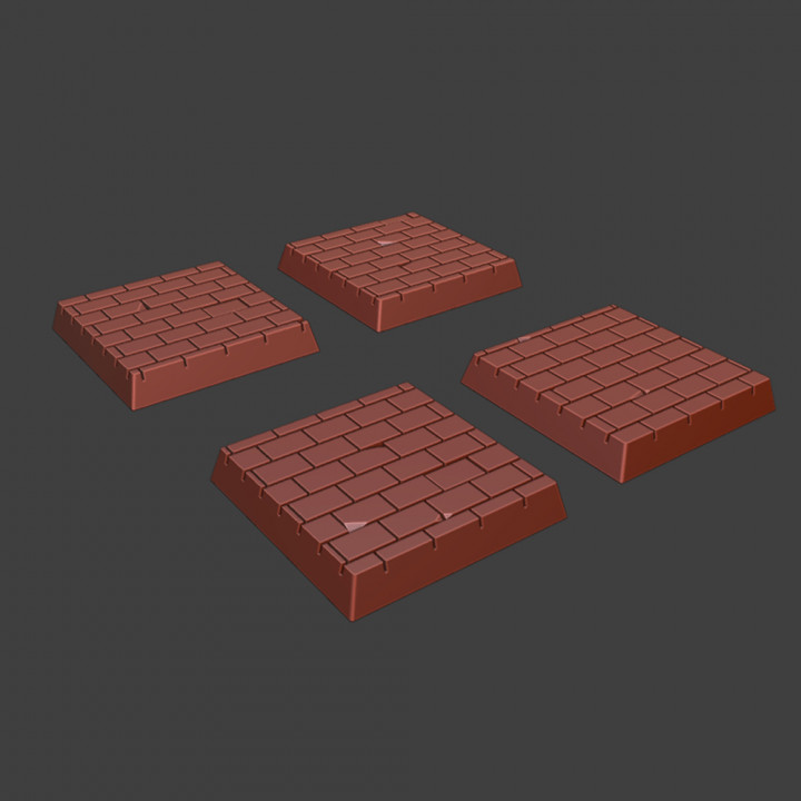 3D Printable 25x25mm Wargame Tiled Square Bases 4 pcs set by Phutura ...