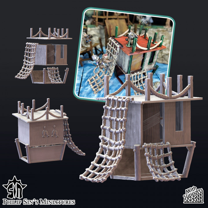 3D Printable Elevated Buildings of Merrowcove by Sin's Miniatures
